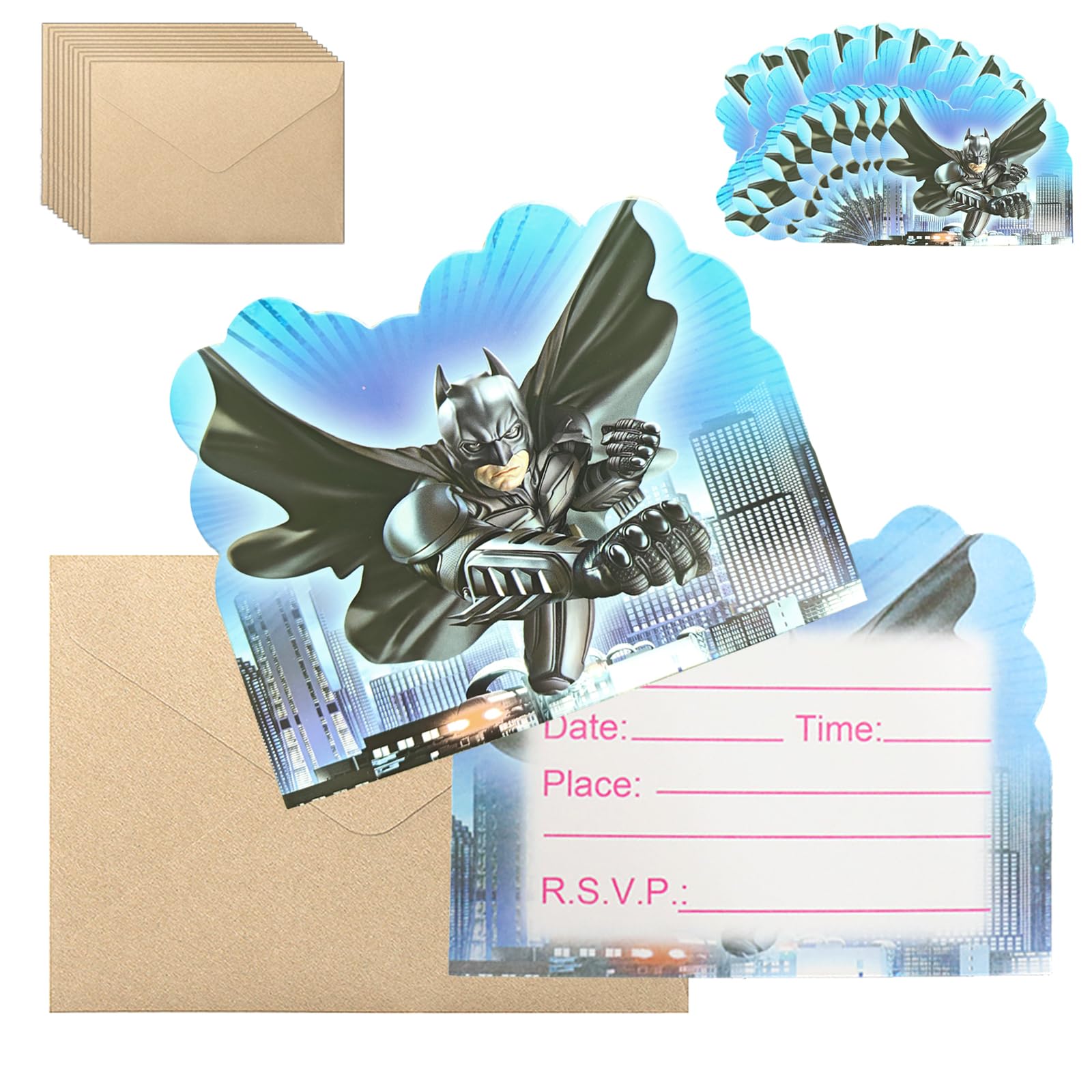 10Pcs Batman Party Invitations for Kids,Party Invitations Kids Birthday ...