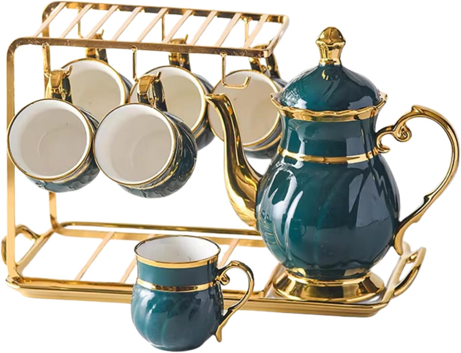 HOMESTEAD BLISS Ceramic Coffe Tea Set Includes Plates, Spoons, Tray ...