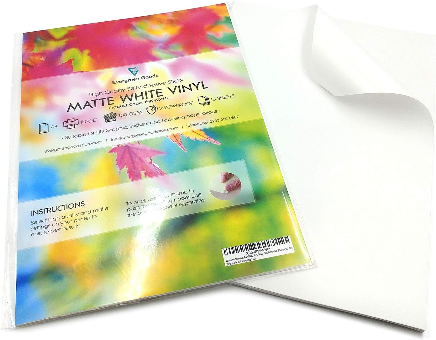 10 Sheets White Waterproof A4 Vinyl Matt Self Adhesive Sticker Quality ...