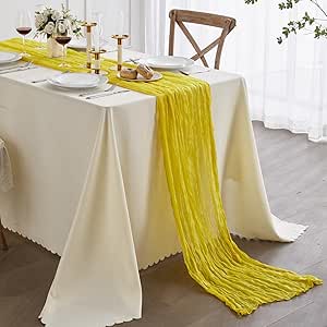 Amazon.com: Nialnant Yellow Table Runners,Cheesecloth Table Runner for ...