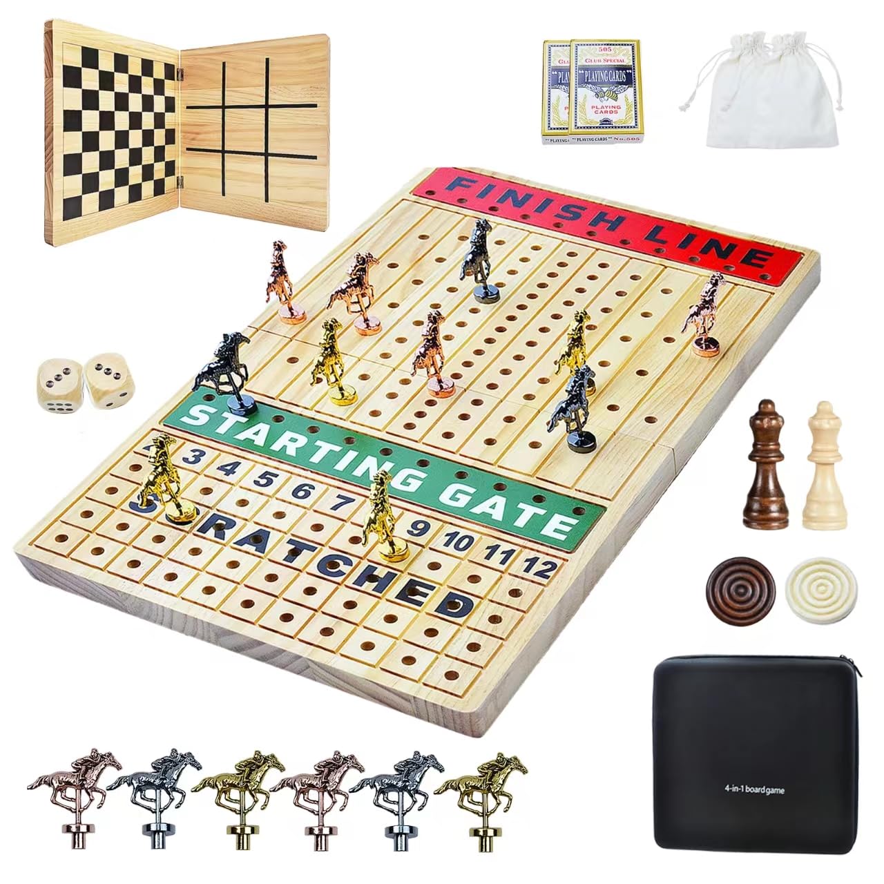 Snapklik.com : Race Horse Board Game, 4-in-1 Multi Game Board Set ...