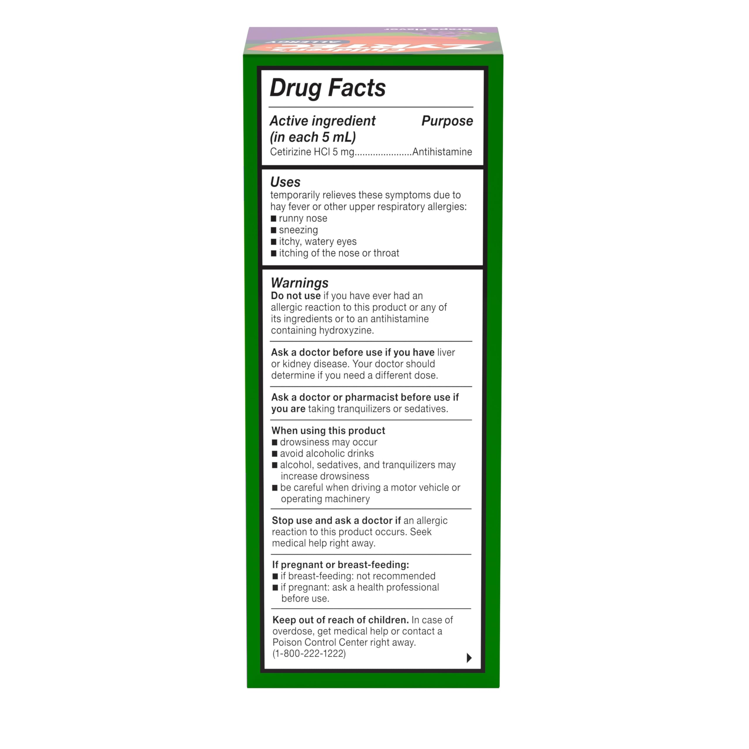 Snapklik.com : Childrens 24 Hour Allergy Relief Syrup, 5 Mg Cetirizine ...