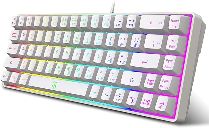 Amazon.com: Snpurdiri 60% Percent Gaming Keyboard, Compact RGB Backlit ...