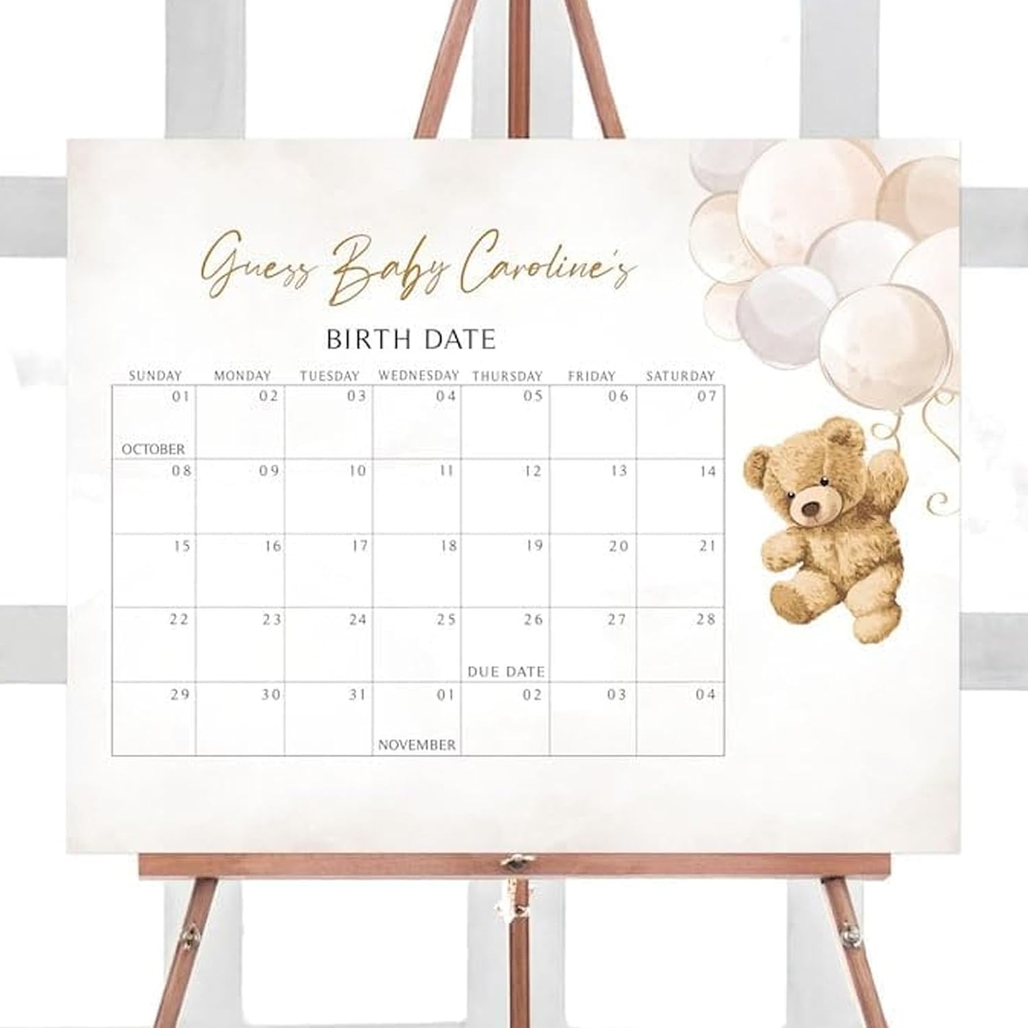 Amazon.com : Personalized Baby Due Date Calendar Game Sign, Baby Due ...