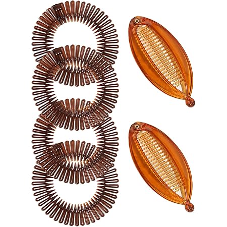 Amazon.com : 6 PCS Full Circular Stretch Comb Headbands Plastic Flexi ...