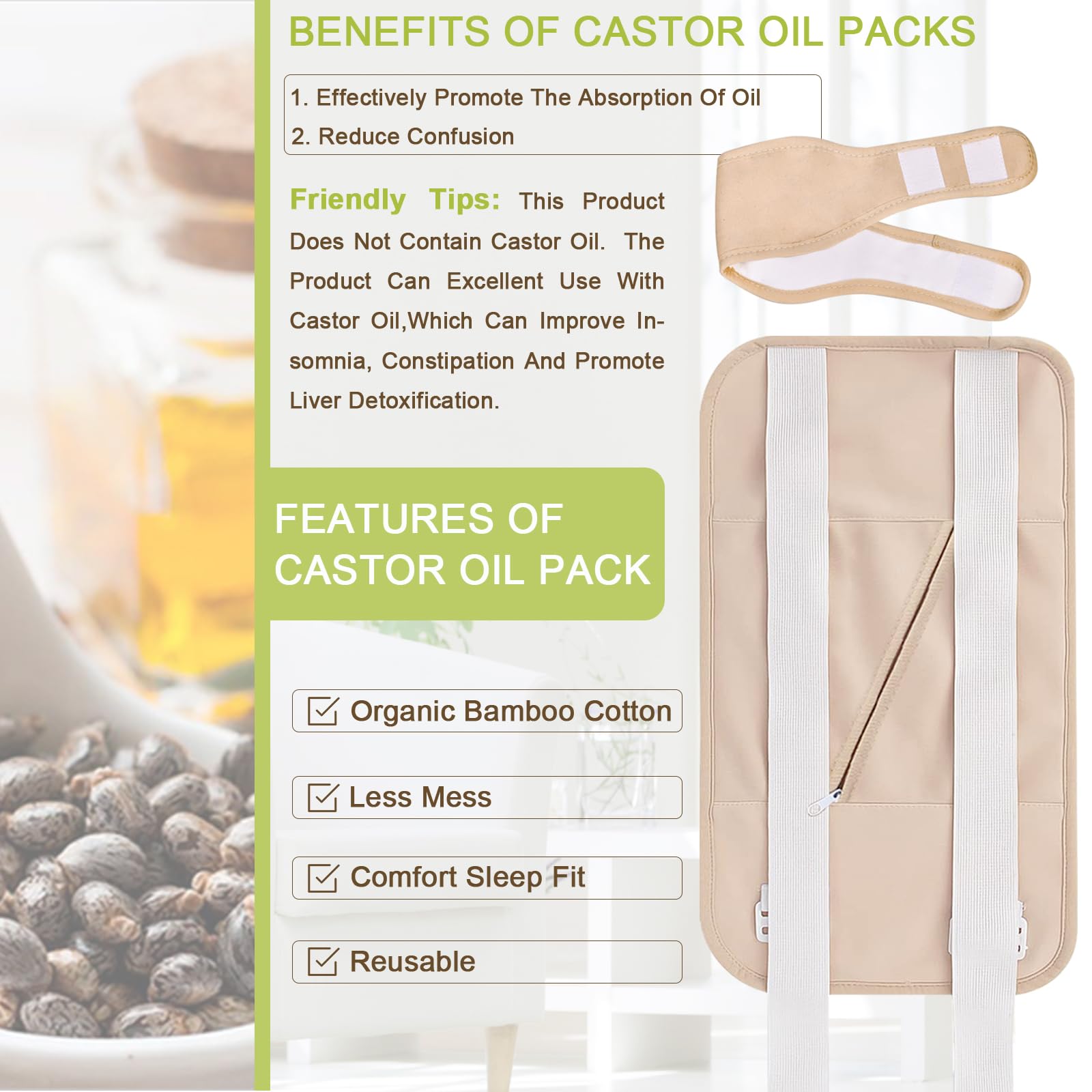 ARNTY Castor Oil Pack Wrap, Organic Castor Oil Pack Caster Oil Pack ...