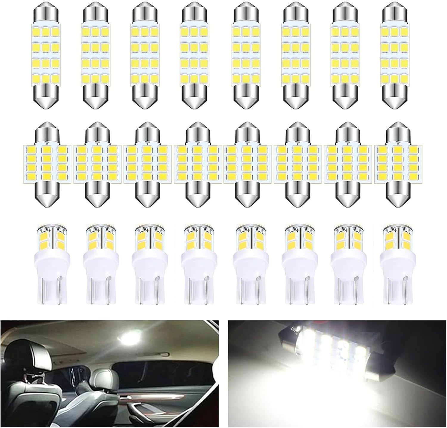 Amazon.com: 24 PCS Car Led Bulb, Dome Light LED Car Bulb Kit Set, 12V ...