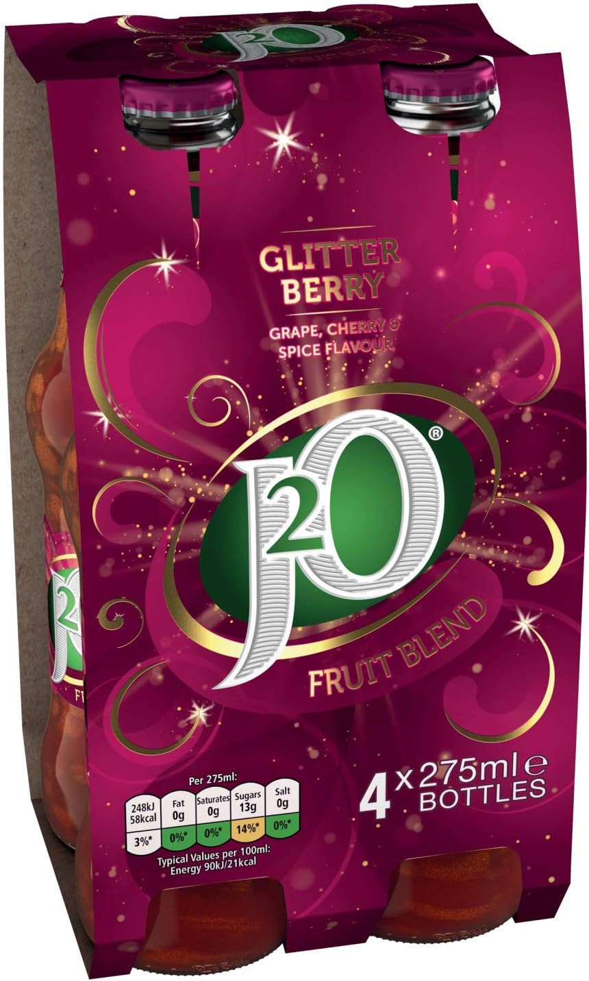 J2O Fruit Blend Juice Drink, Glitterberry. Grape, Cherry & Spice, 275ml ...