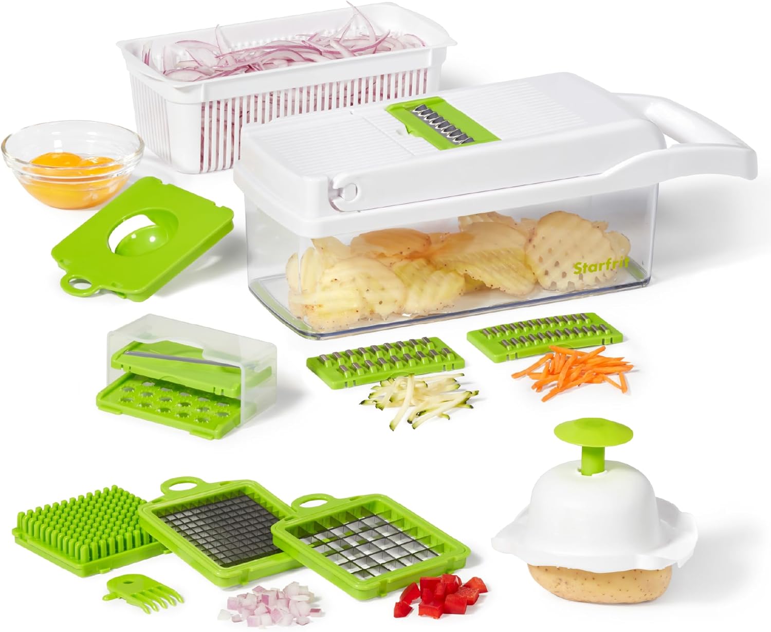 Starfrit Veggie Chopper Dicer Grater Slicer – 15-PC - 7 Interchangeable ...