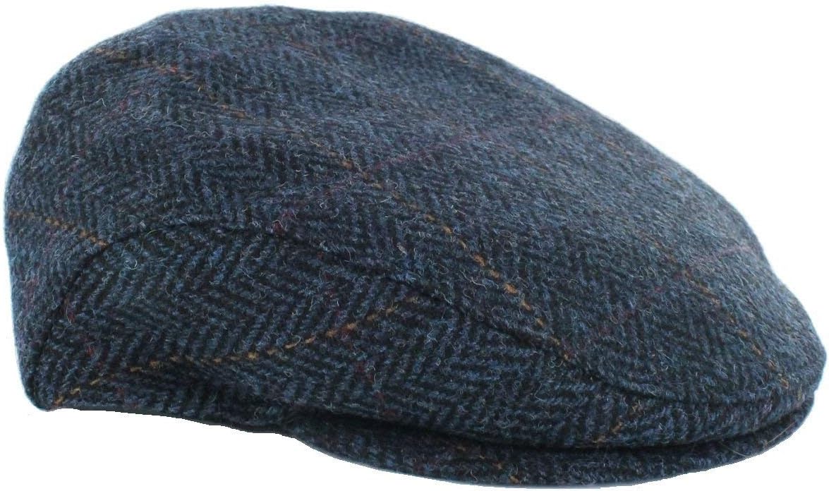 Biddy Murphy Tweed Cap Navy Herringbone Irish Made at Amazon Men’s ...