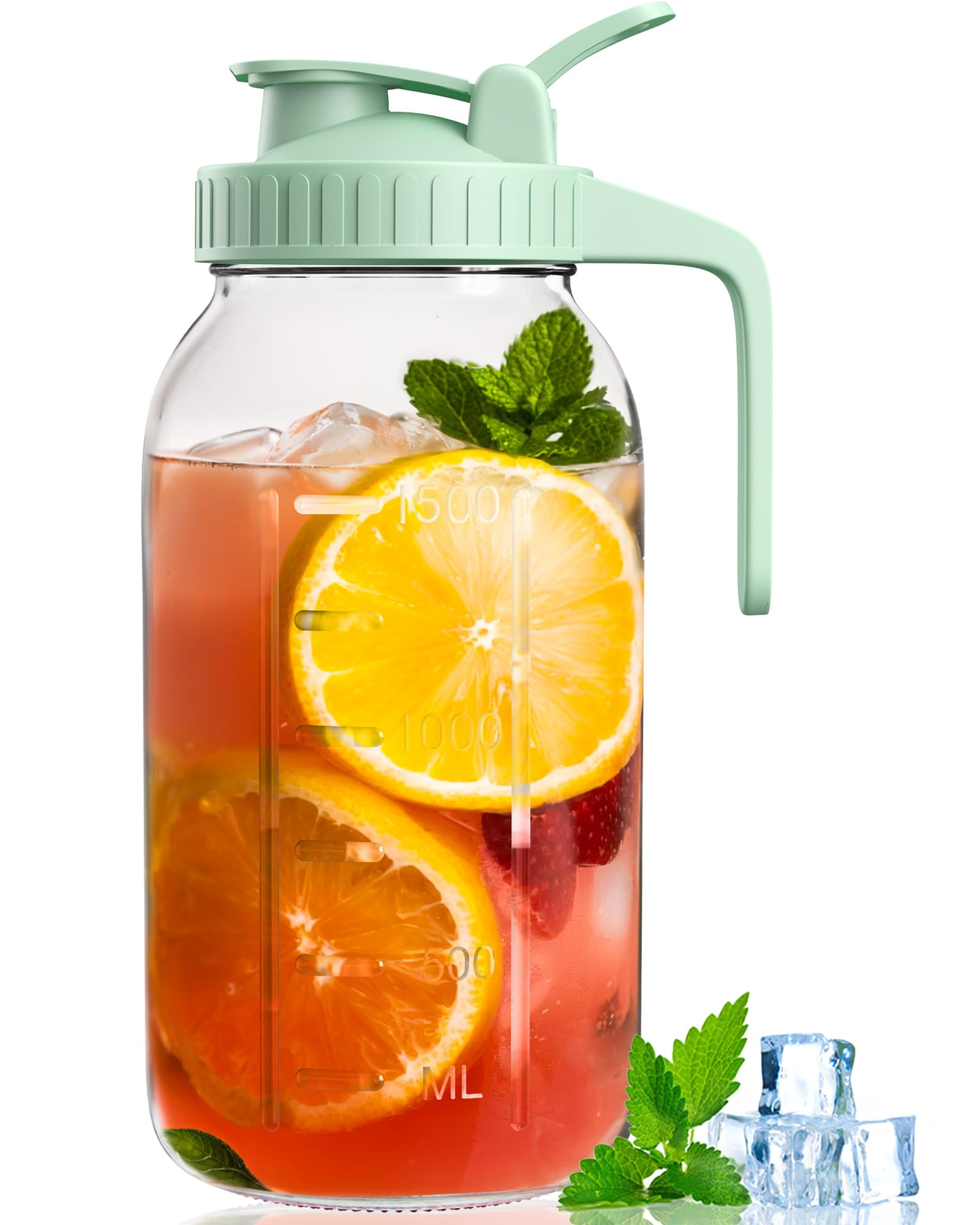 Amazon.com: VA1KENE 64oz Glass Mason Jar Pitcher with Lid and Spout, 2 ...