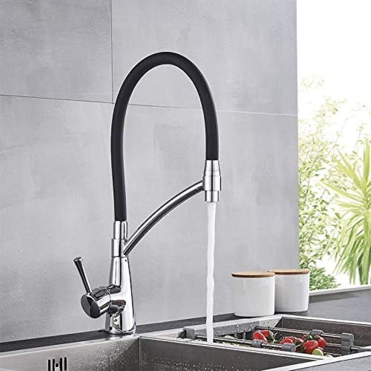 Faucet Black Rubber Kitchen Faucet Mixer Tap 360 Degree Rotation ...