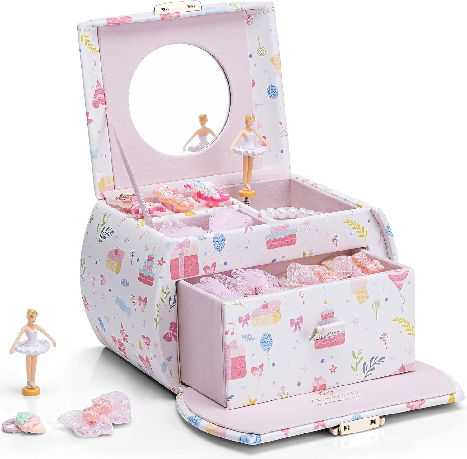Vlando Musical Jewellery Box with Spinning Ballerina, Lockable Jewelry ...