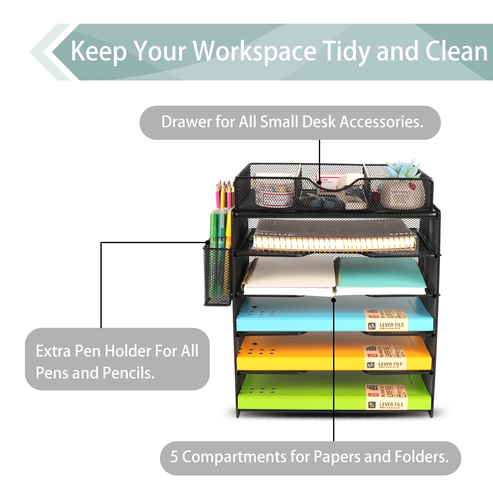 Snapklik.com : Samstar Paper Tray Organizer, 5 Tier Desk Organizer ...