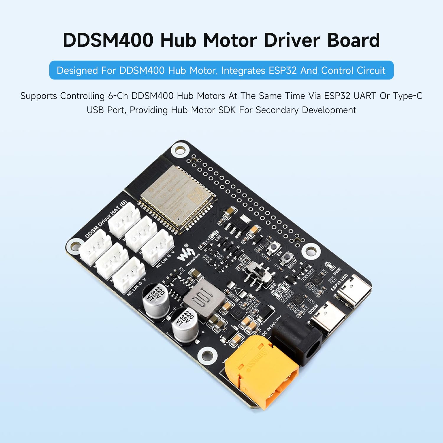 ESP32 Motor Control Waveshare Direct Drive Servo Motor Driver Board ...
