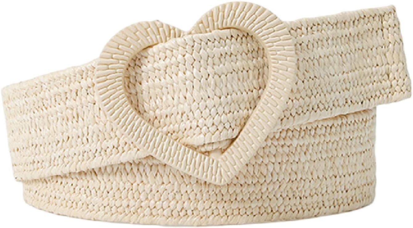 HUSSATOP Women Straw Woven Elastic Belts for Dress Rattan Waist Band ...