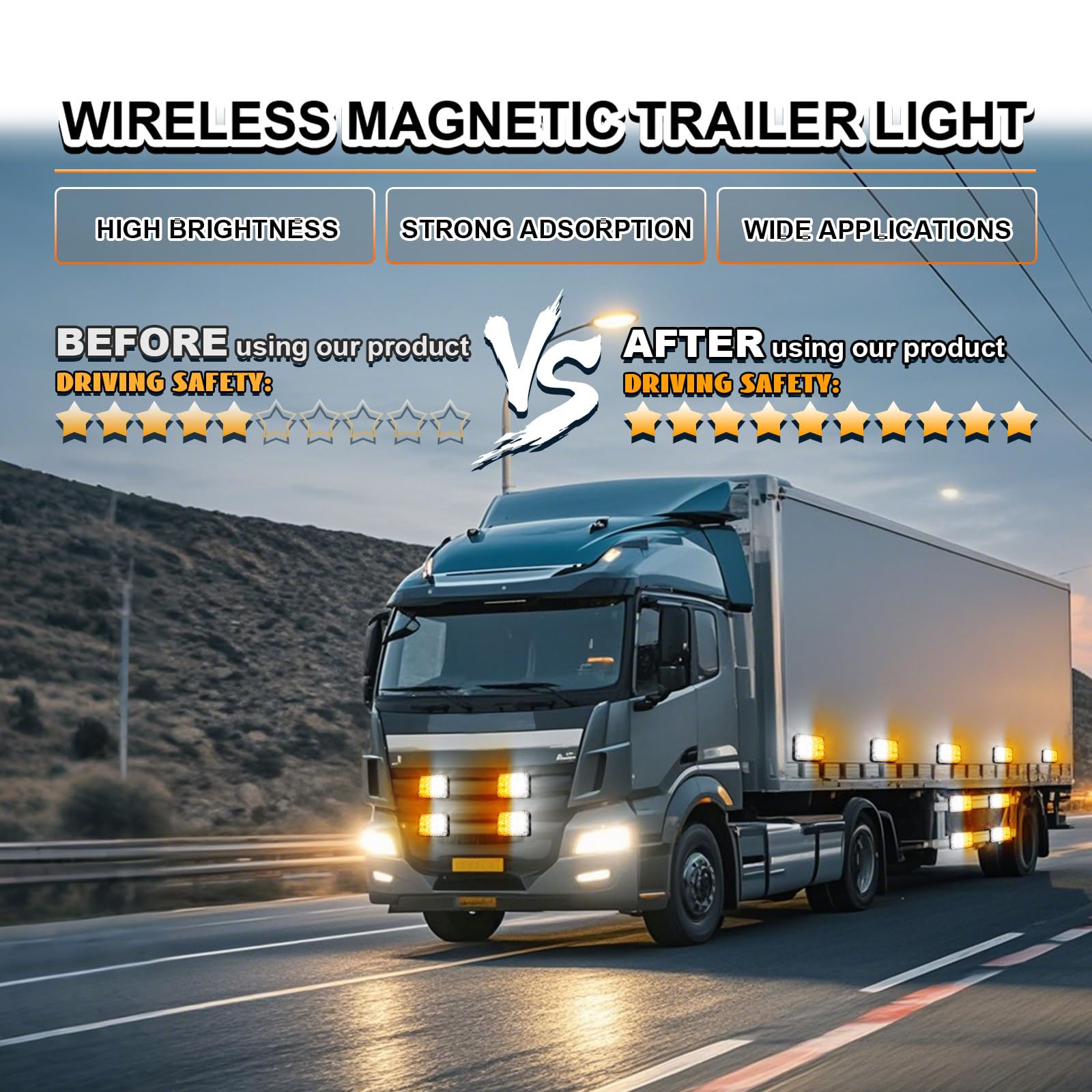 Snapklik.com : 2PCS Wireless Trailer Lights, Battery Operated LED ...