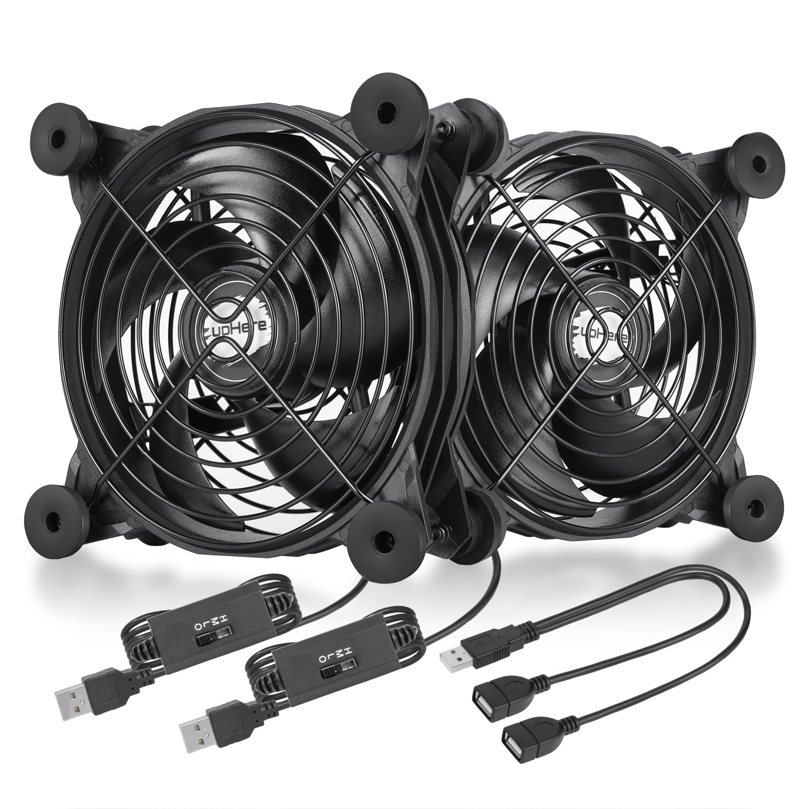 upHere PC Fan,120mm Silent USB Fan with 3 Adjustable Wind speeds ...