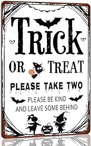 Amazon.com: Trick or Treat Please Take Two Vintage Halloween Metal Tin ...