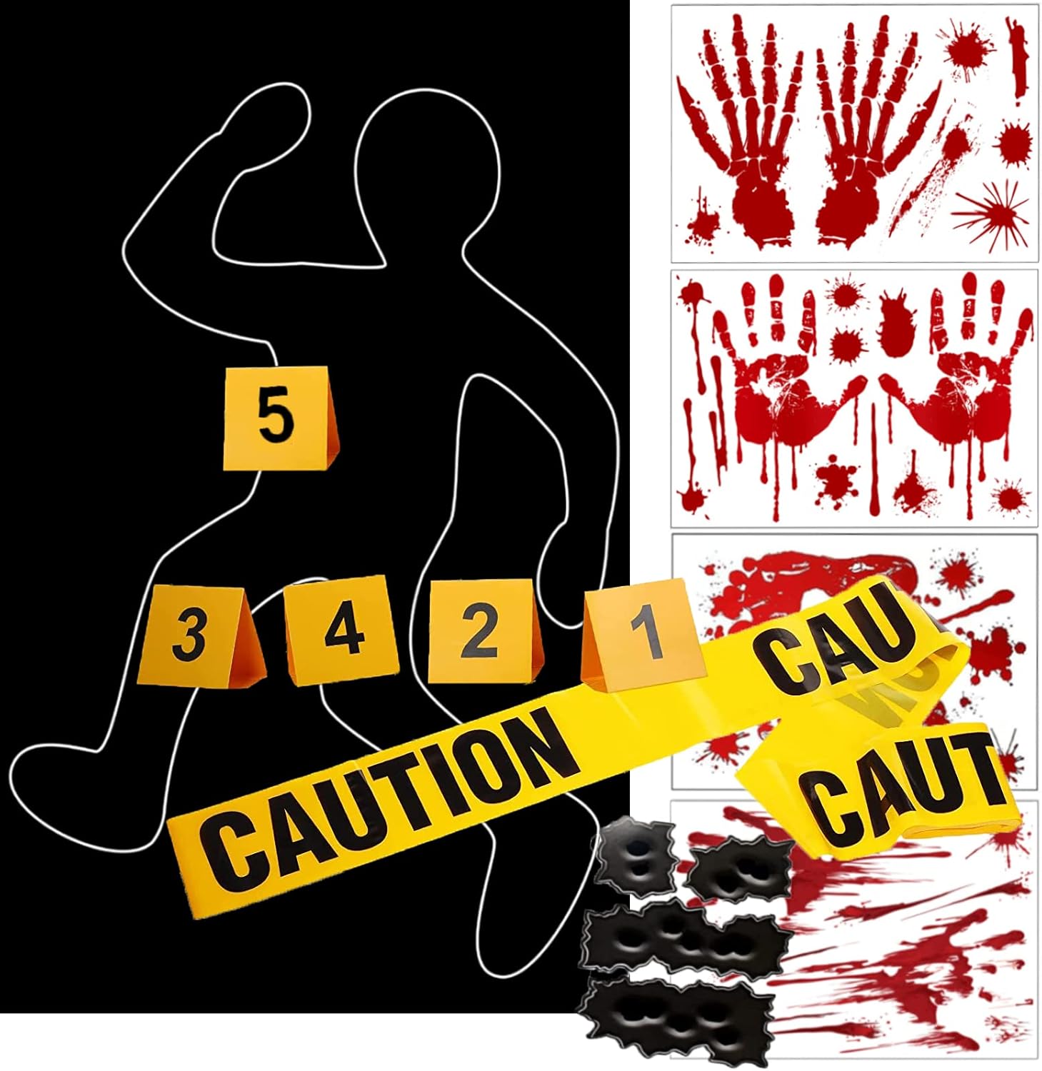Amazon.com: 10 Pcs Crime Scene Decorations kit Halloween,Mystery Dinner ...
