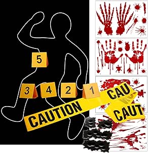 Amazon.com: 10 Pcs Crime Scene Decorations kit Halloween,Mystery Dinner ...