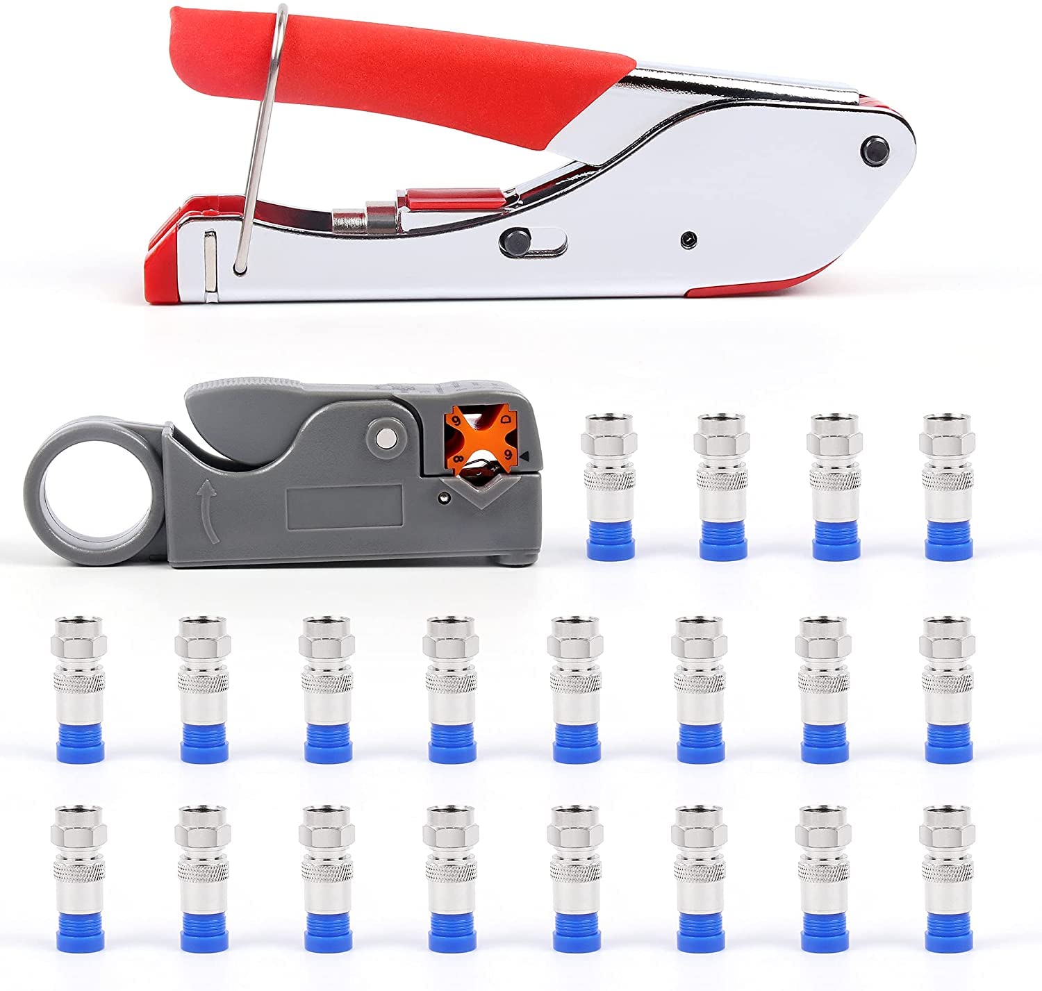 Flytuo Coax Cable Crimper Kit, F-Type Compression Crimping Tool with ...