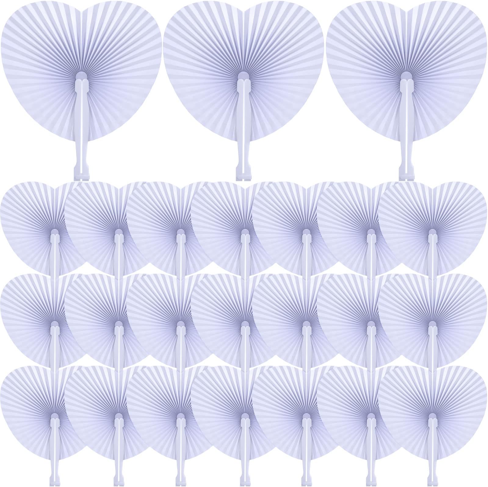 Amazon.com: Juvale White Paper Folding Fans - Handheld Foldable Fans ...
