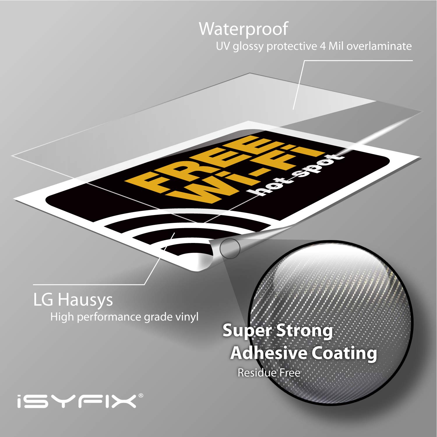 Snapklik.com : iSYFIX Free Wi-Fi Inside Signs Stickers - 6 Pack 4x6 ...