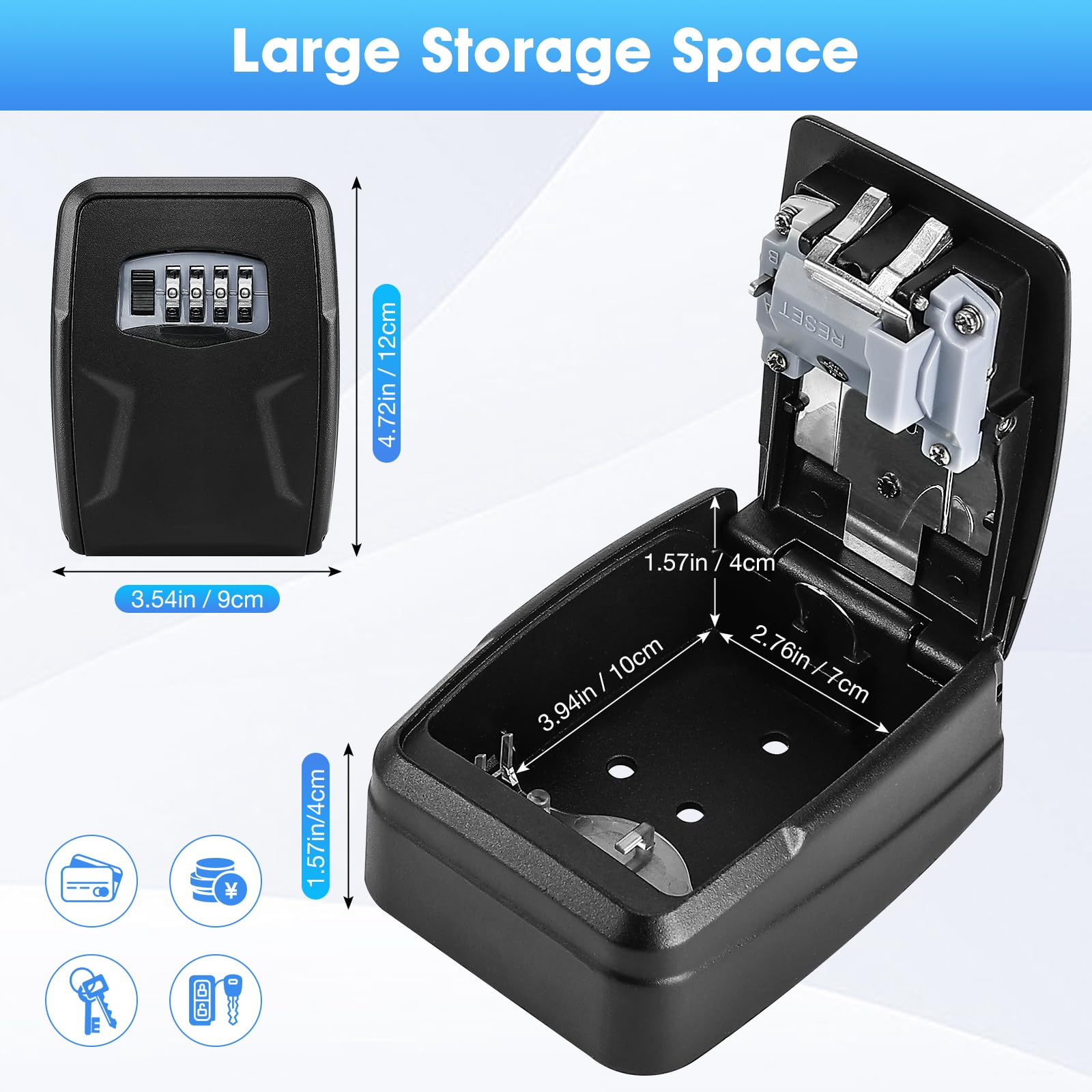 PAIRIER Key Safe Wall Mounted, Key Lock Box Outdoor Waterproof and ...