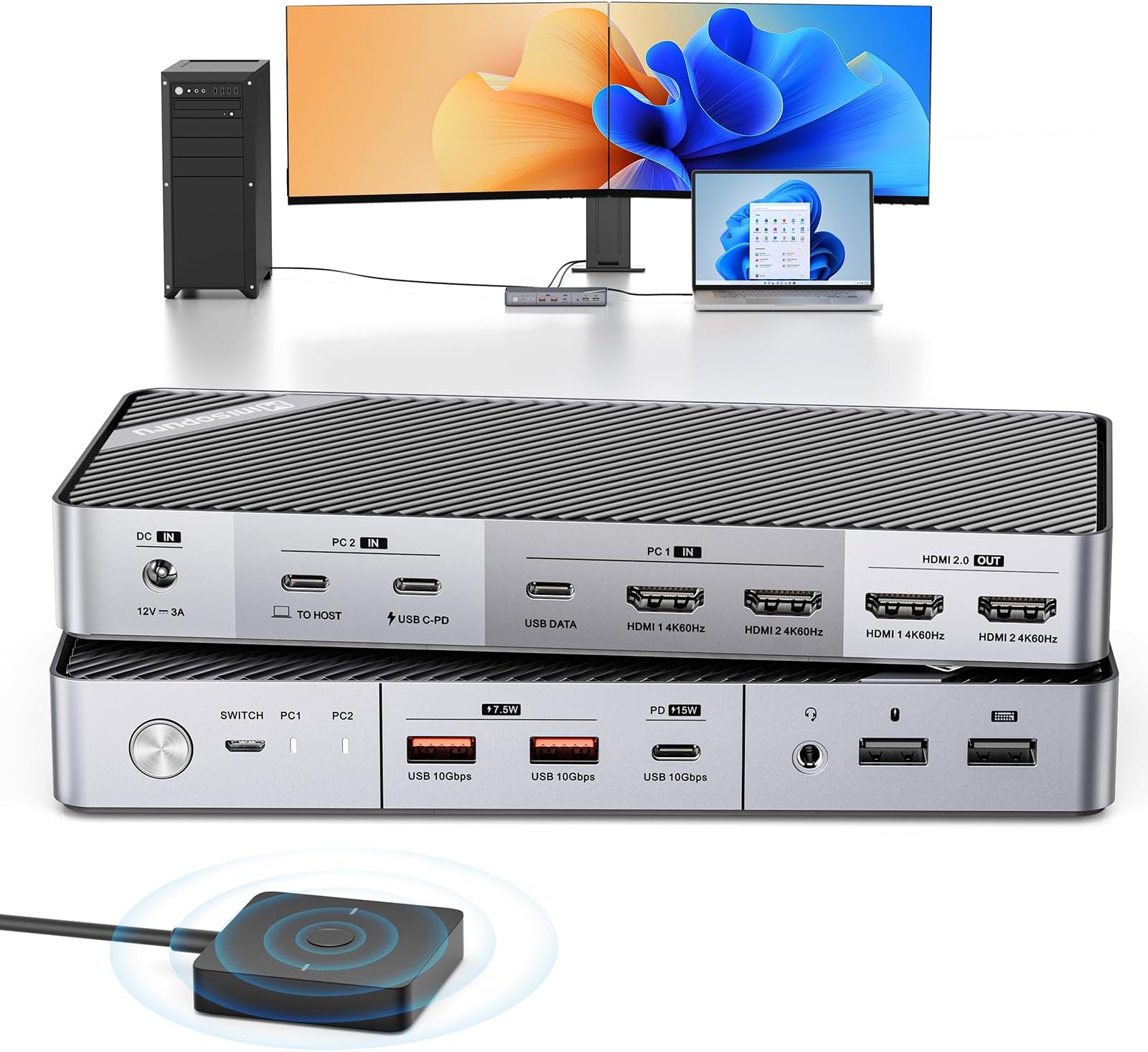 Amazon.com: Minisopuru Dual Monitor KVM Switch Docking Station for ...