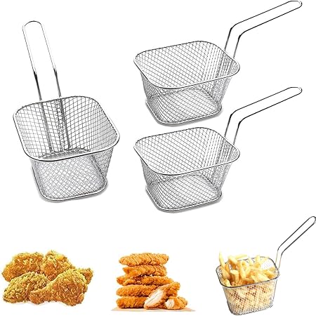 Wenlai 3 Piece Mini Stainless Steel Chips Deep Fry Baskets, Mini ...