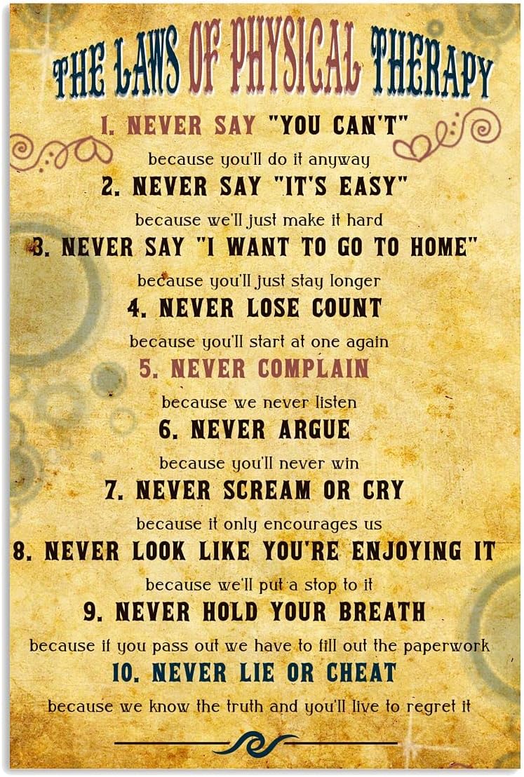 Amazon.com: JIUFOTK The Laws Of Physical Therapy Metal Signs Physical ...