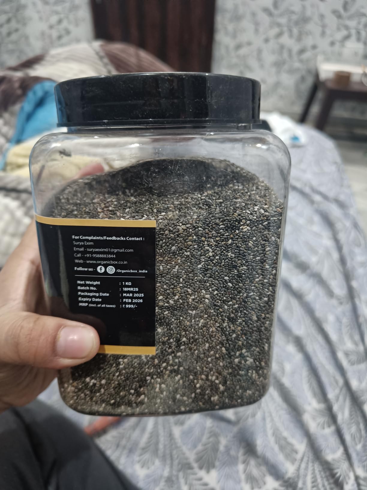 Organic Box Chia Seeds - 250gm (Jar) - Healthy food for eating diet ...