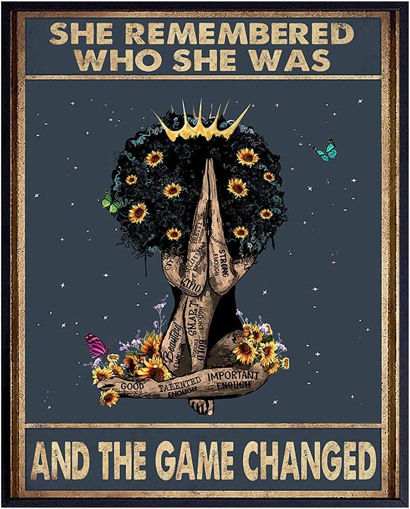 IUBBKI She Remembered Who She Women Motivational Wall Art Metal Tin ...