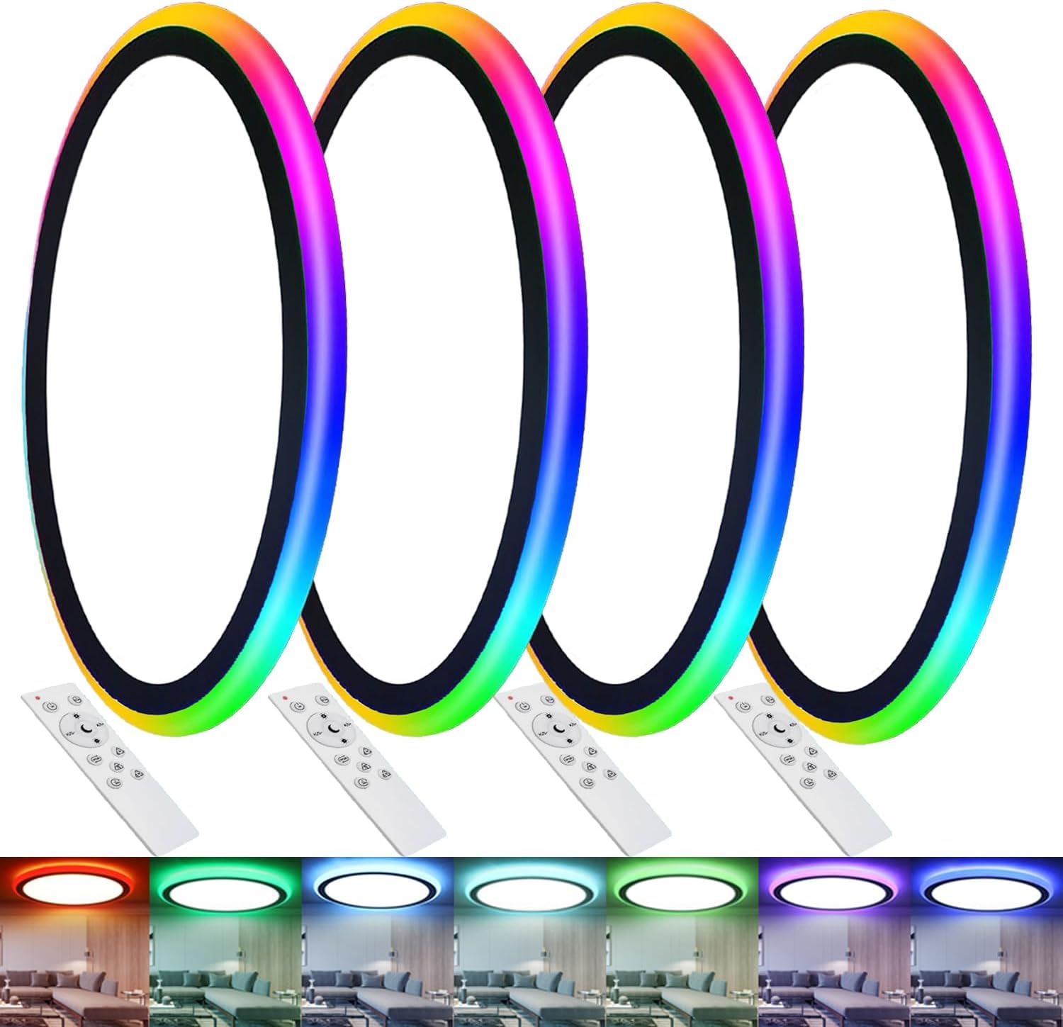 4Pack 13Inch Magic RGB Flush Mount Led Ceiling Light,34W 3400LM ...