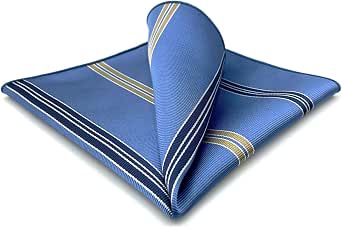 S&W SHLAX&WING Pocket Squares for Men Suits Steel Blue Stripes Business ...