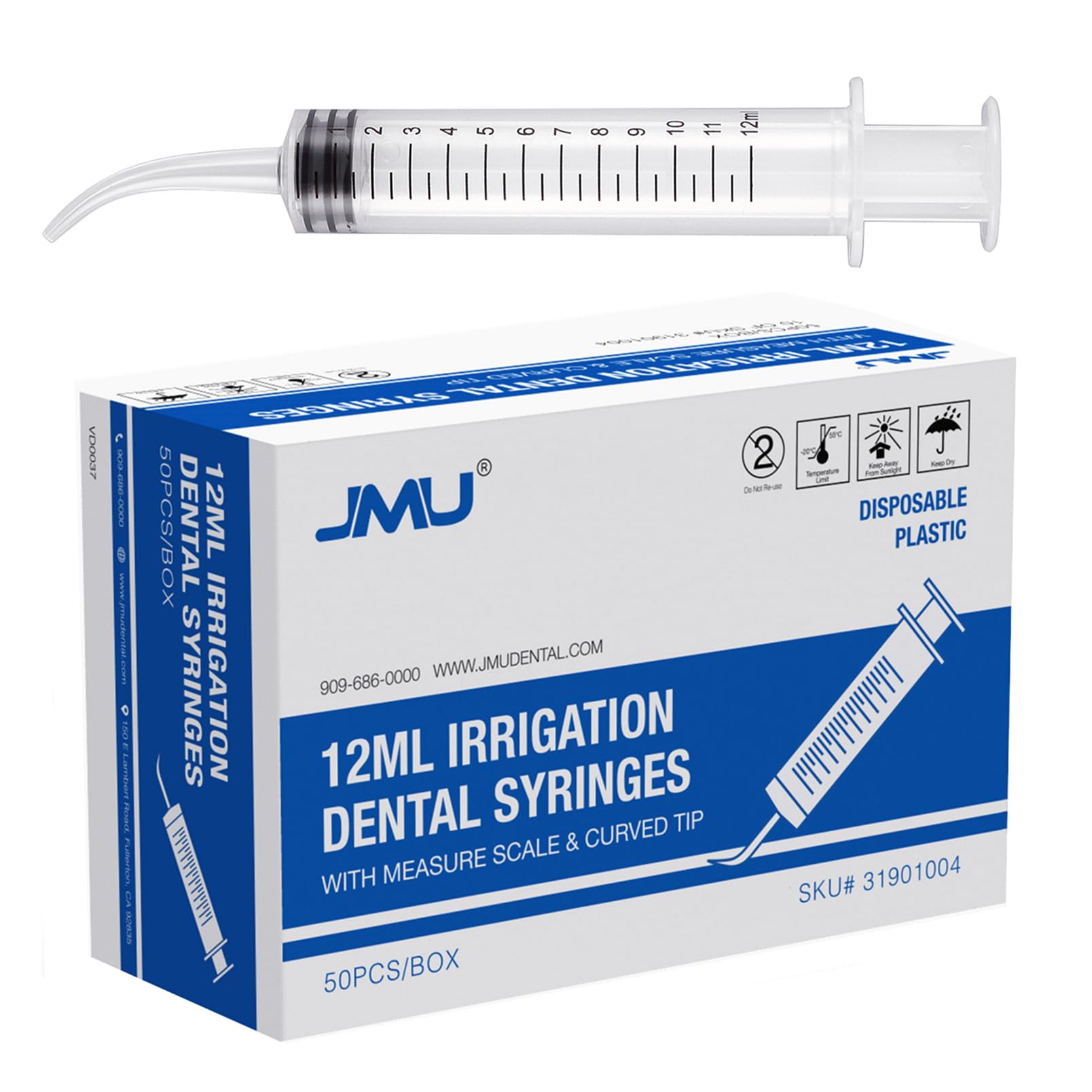 Amazon.com: JMU 50 Pcs dental syringe with curved tip 12cc, Disposable ...