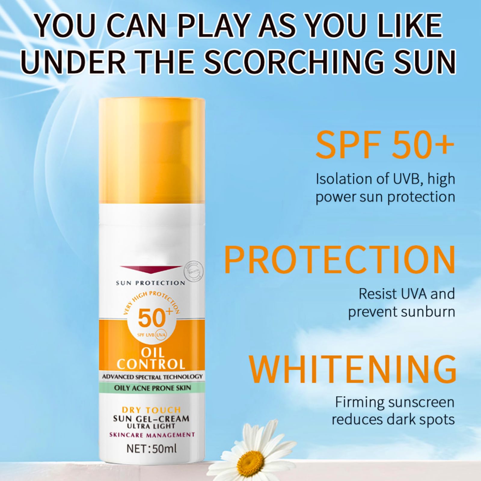 Sunscreen SPF 50+, Sun Cream SPF 50+, Oil Control, Face Sun Cream SPF ...