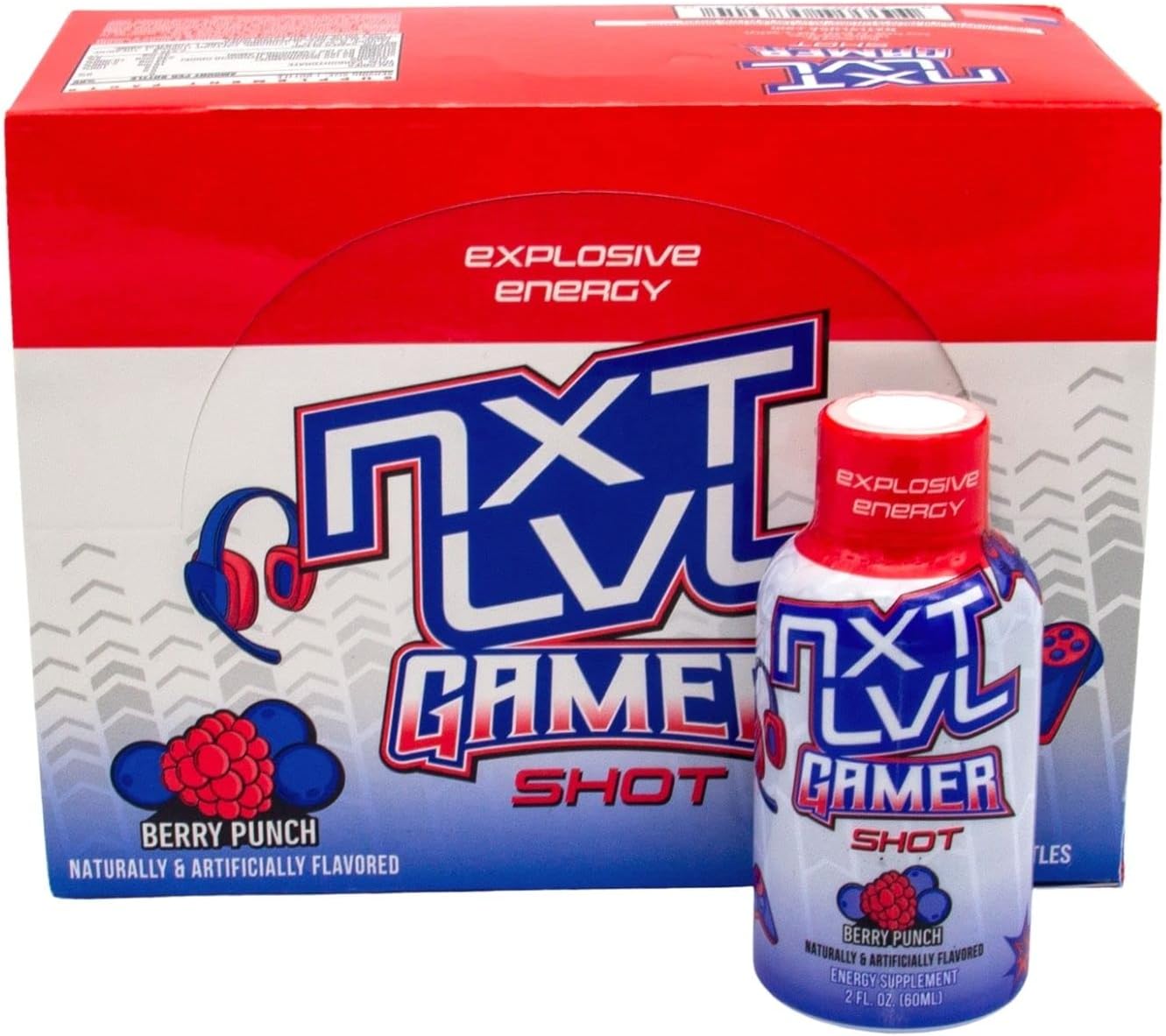 Amazon.com : NXT LVL Gamer Shot Berry Punch 2oz - Smooth & Sustained ...