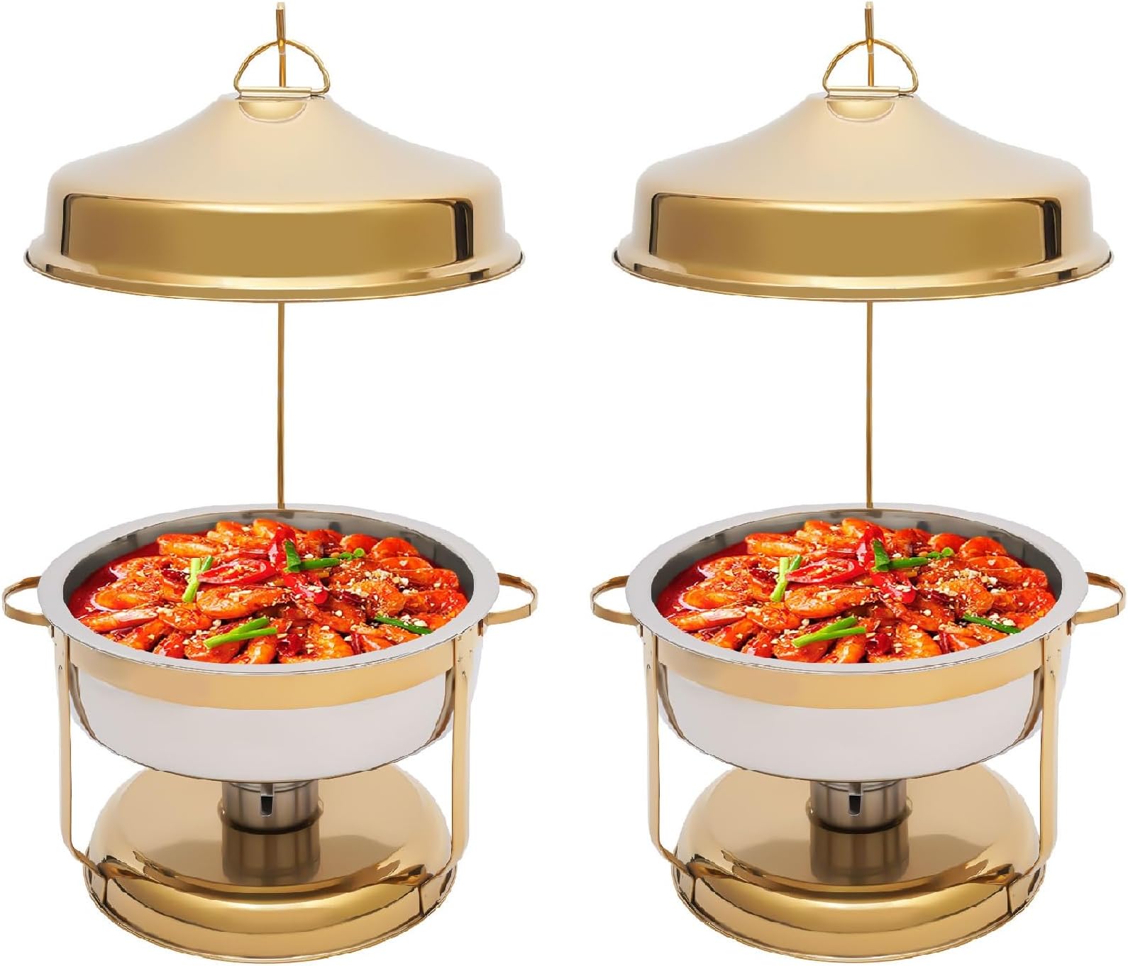 Amazon.com: Round Chafing Dishes for Buffet Set of 2, 9.5Qt Stainless ...