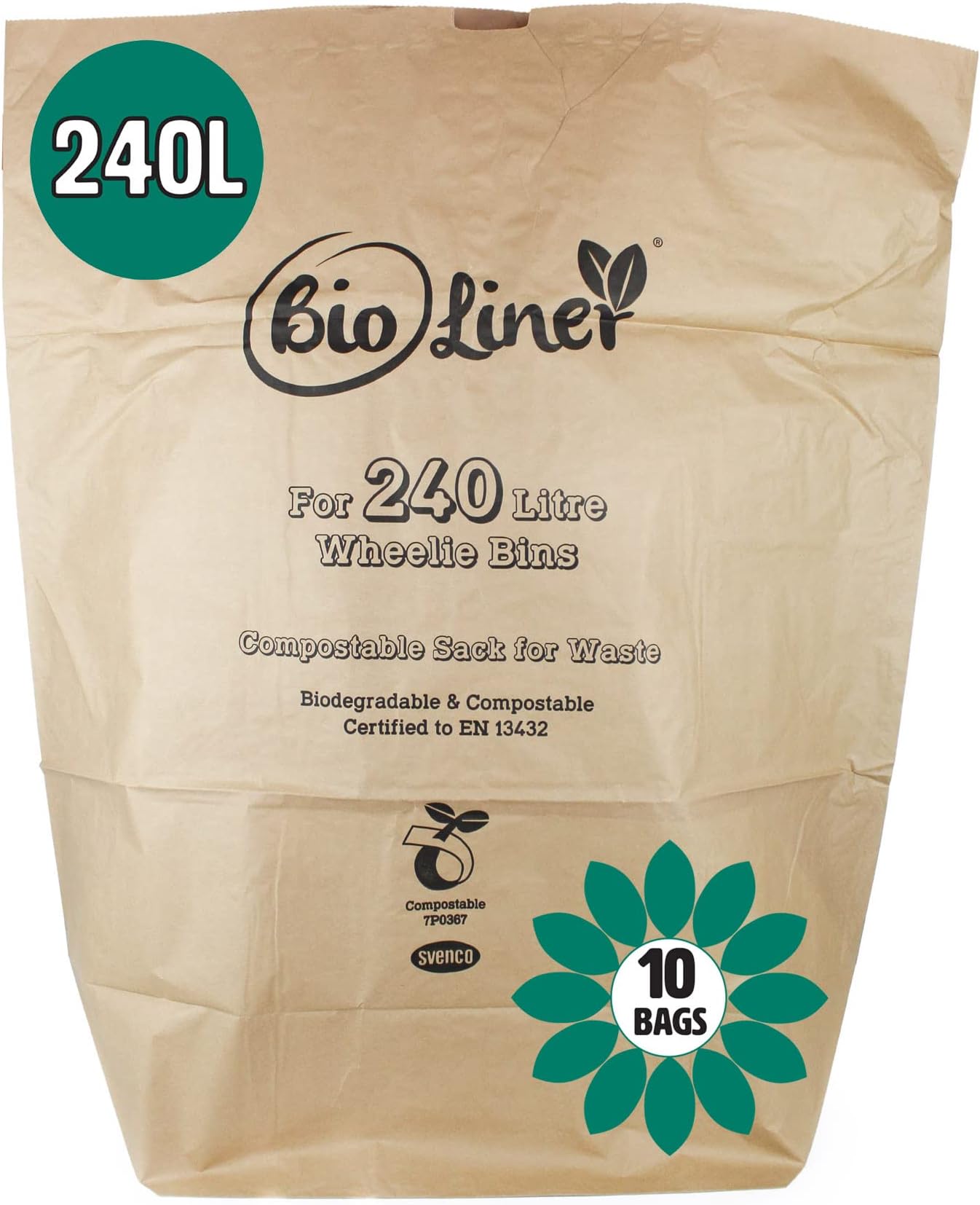 140 Litre x 20 Paper Compostable Wheelie Bin Liners - Biodegradable ...