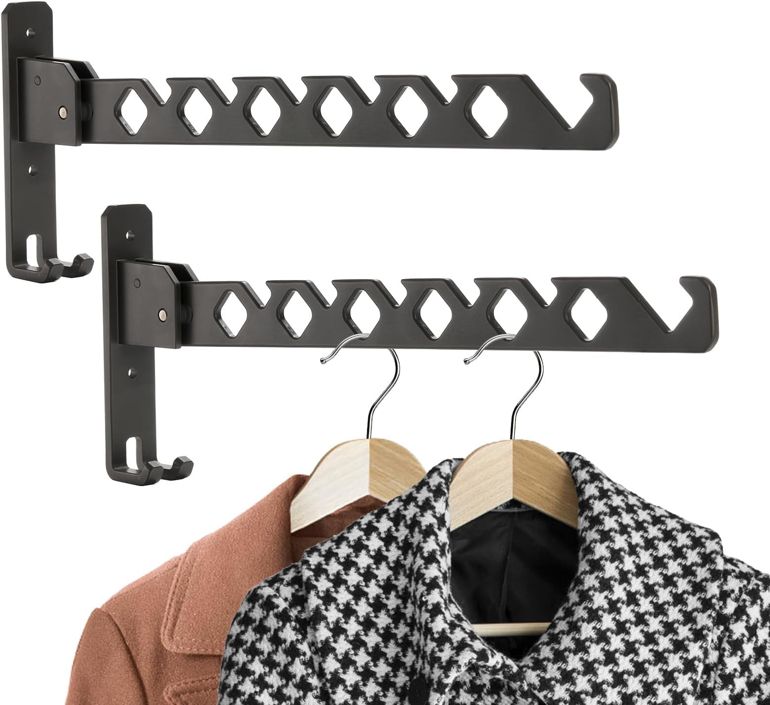 Amazon.com: Coloch 2 Pack Wall Mounted Clothing Drying Rack, Metal Coat ...