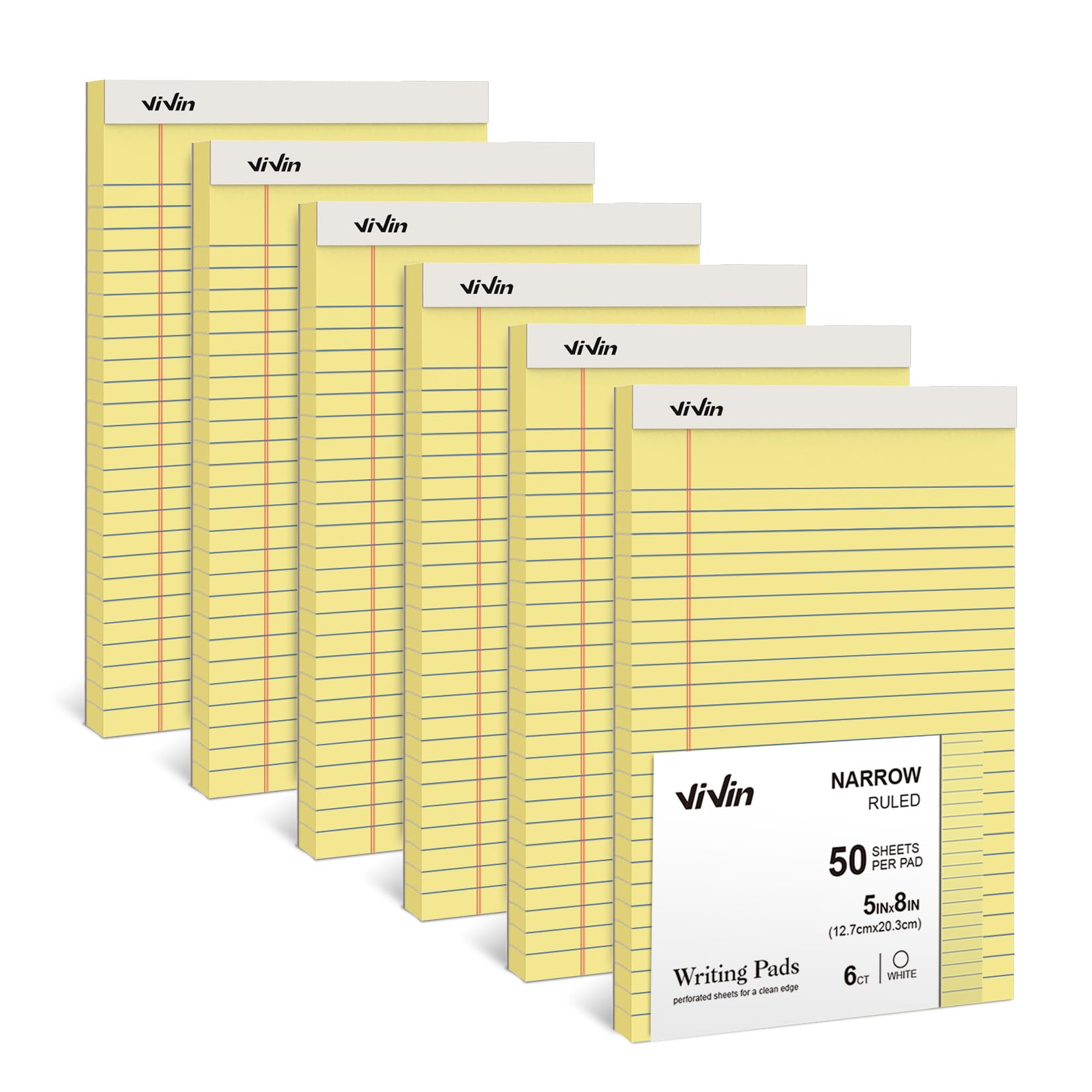 Snapklik.com : 5 X 8 Inch Legal Pads, 6 Pack, Narrow Ruled, 50 Sheets ...