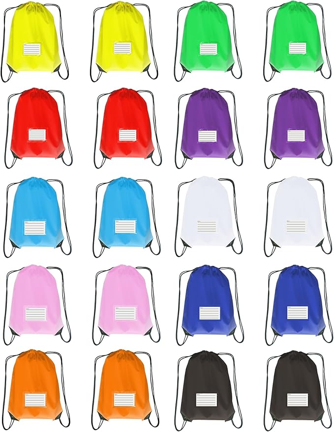 Amazon.com | Drawstring Backpack Bulk 20 Pcs Draw String Bags DIY Gym ...