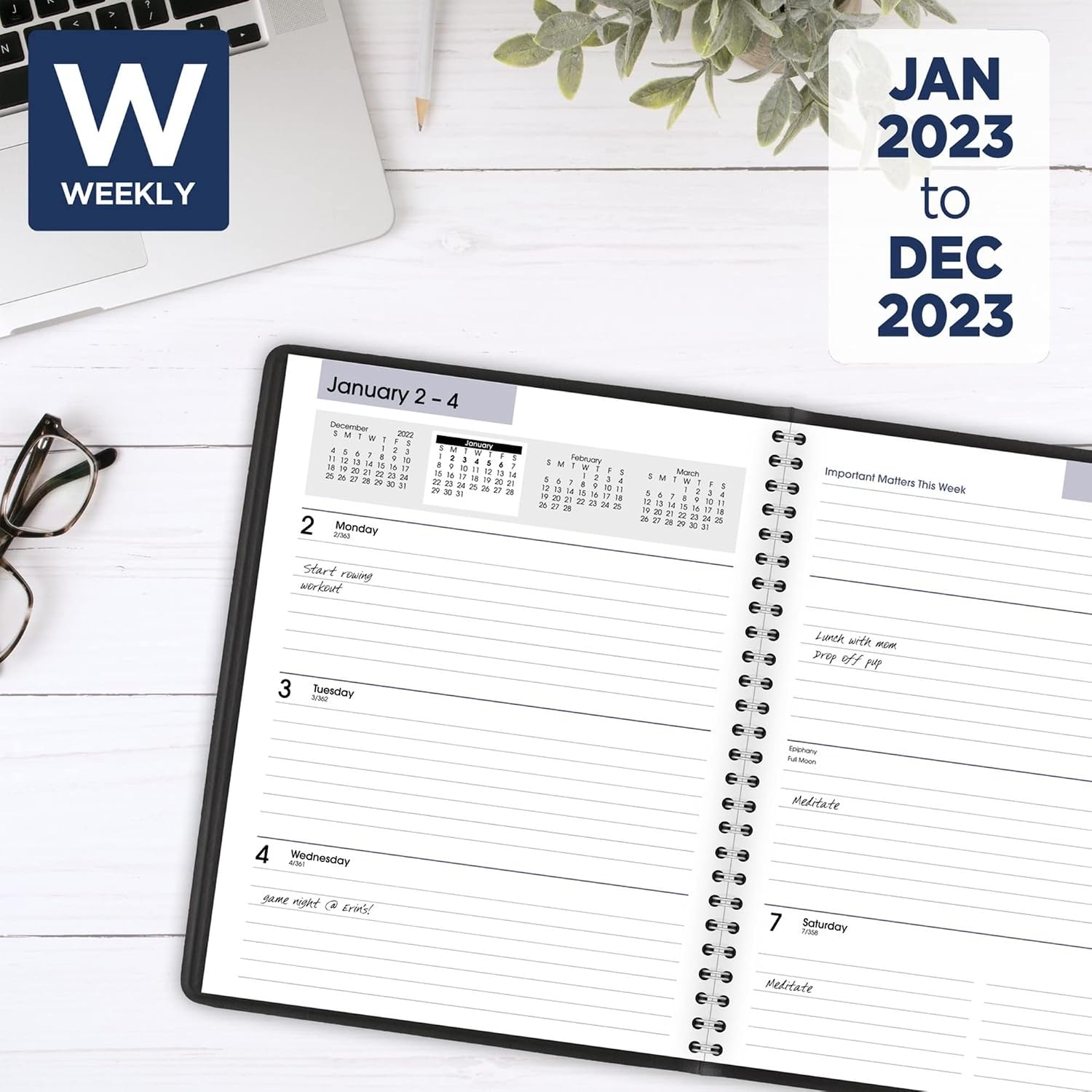 AT-A-GLANCE Agenda semanal y mensual 2023, DayMinder, 7 x 8-34 pulgadas ...