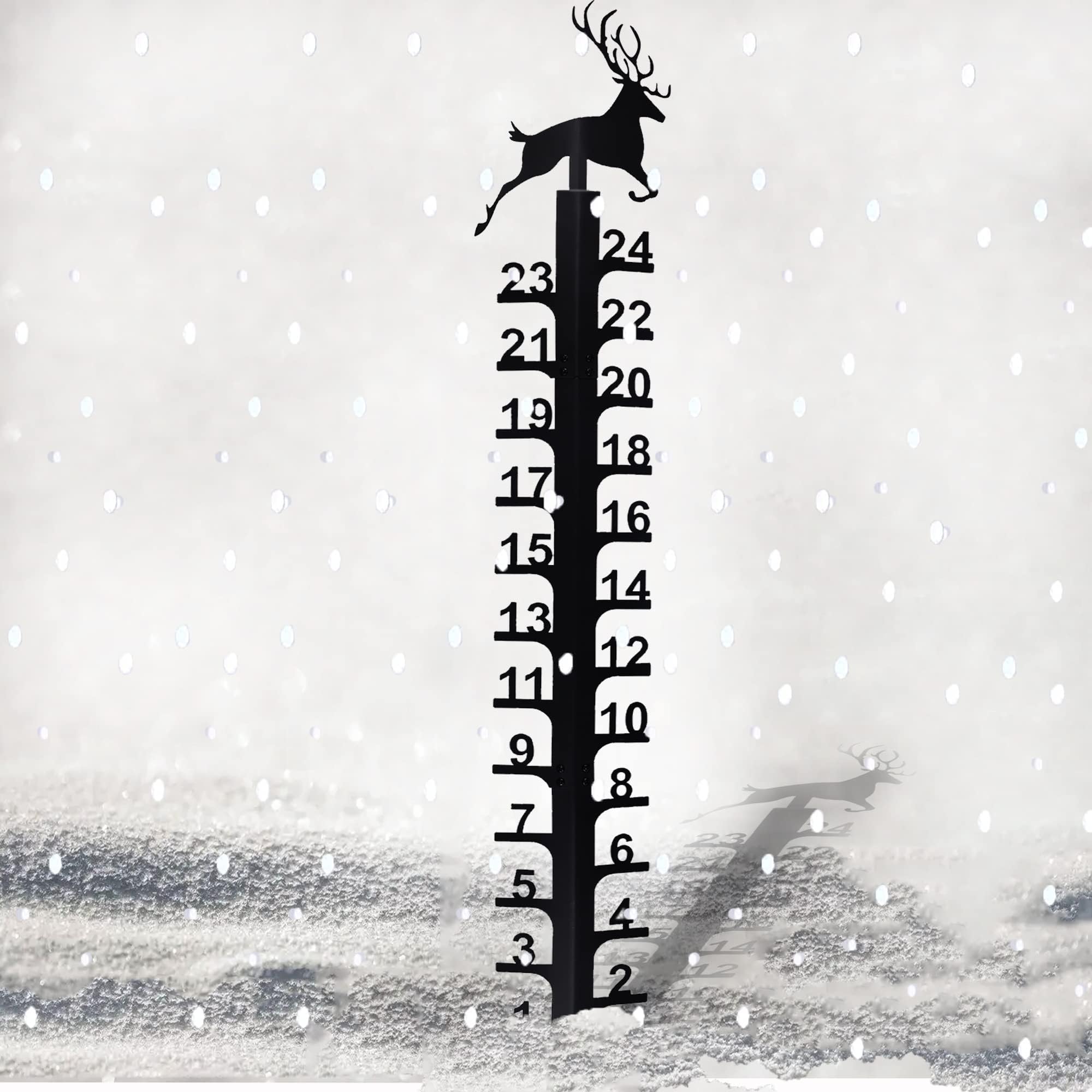 Amazon.com : Jonuiony Iron Art Snow Gauge, 24 inch Deer Snow Gauge ...