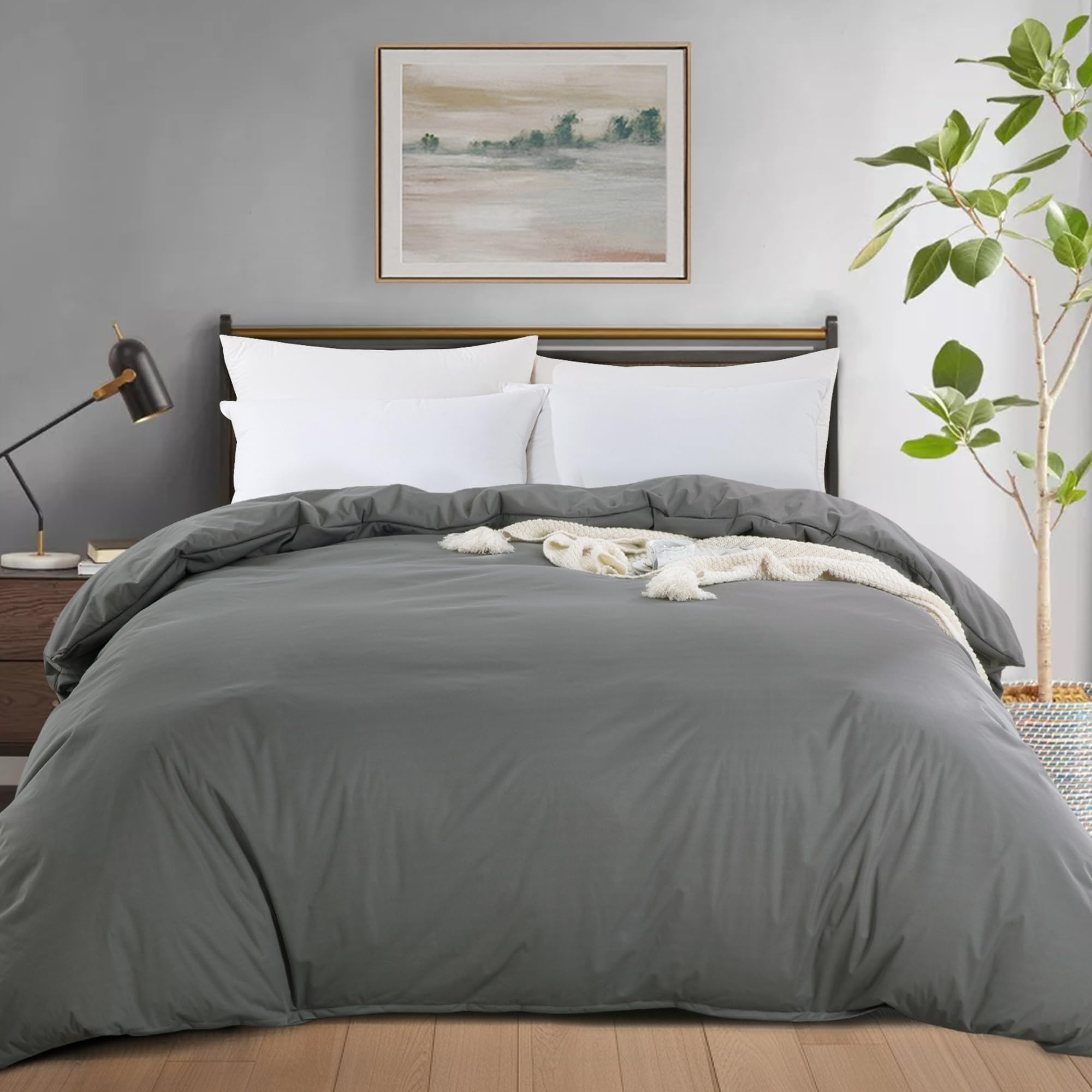Amazon.com: MABOZOO Grey Waterproof Duvet Cover Twin Size,Waterproof ...