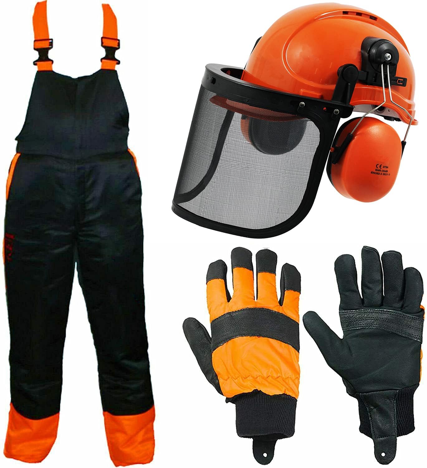 SPARES2GO Chainsaw Safety Seatless Bib and Braces Forestry Trousers ...