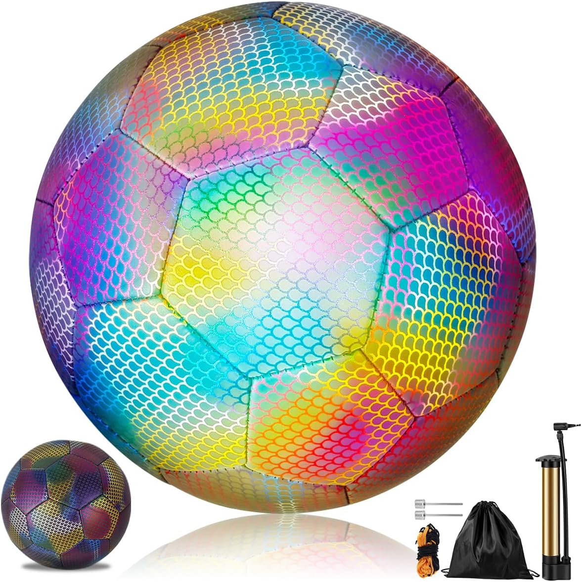 Reflective Football Glowing Reflective Soccer Luminous Soccer Ball Glow ...