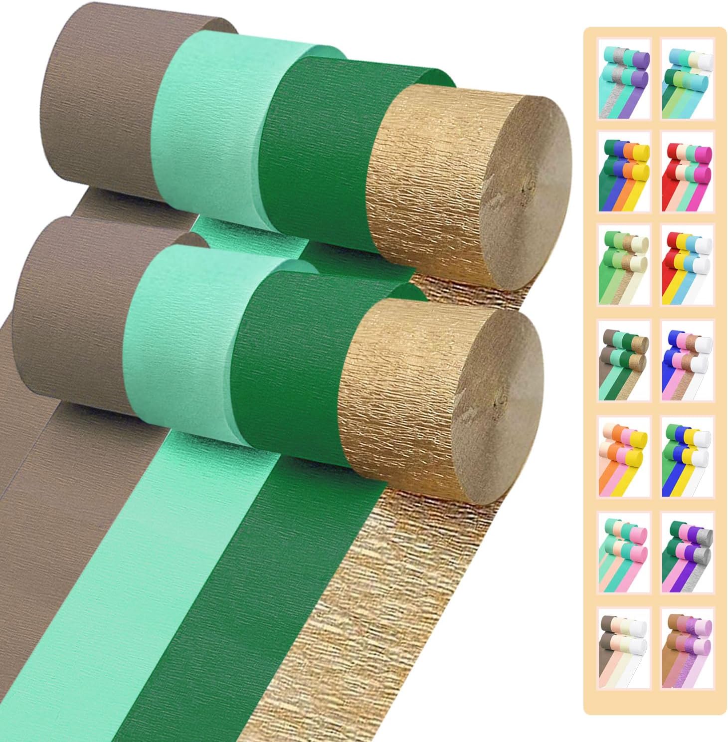 Amazon.com: Crepe Paper Streamers 656ft 8 Rolls, Pack of Brown, Green ...